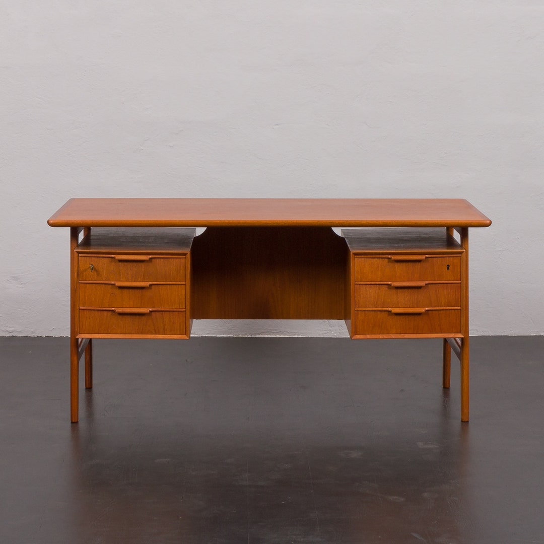 Freestanding Teak Desk, Model 75 Gunni Omann for Omann Jun's ...