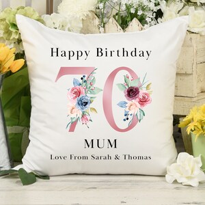 Personalised 70th Birthday Cushion Pillow - Custom Message Gifts ...