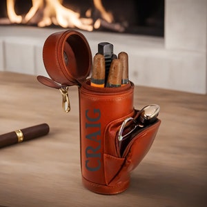 Personalized Leather Travel Cigar Humidor Case, Golf Gift - Etsy