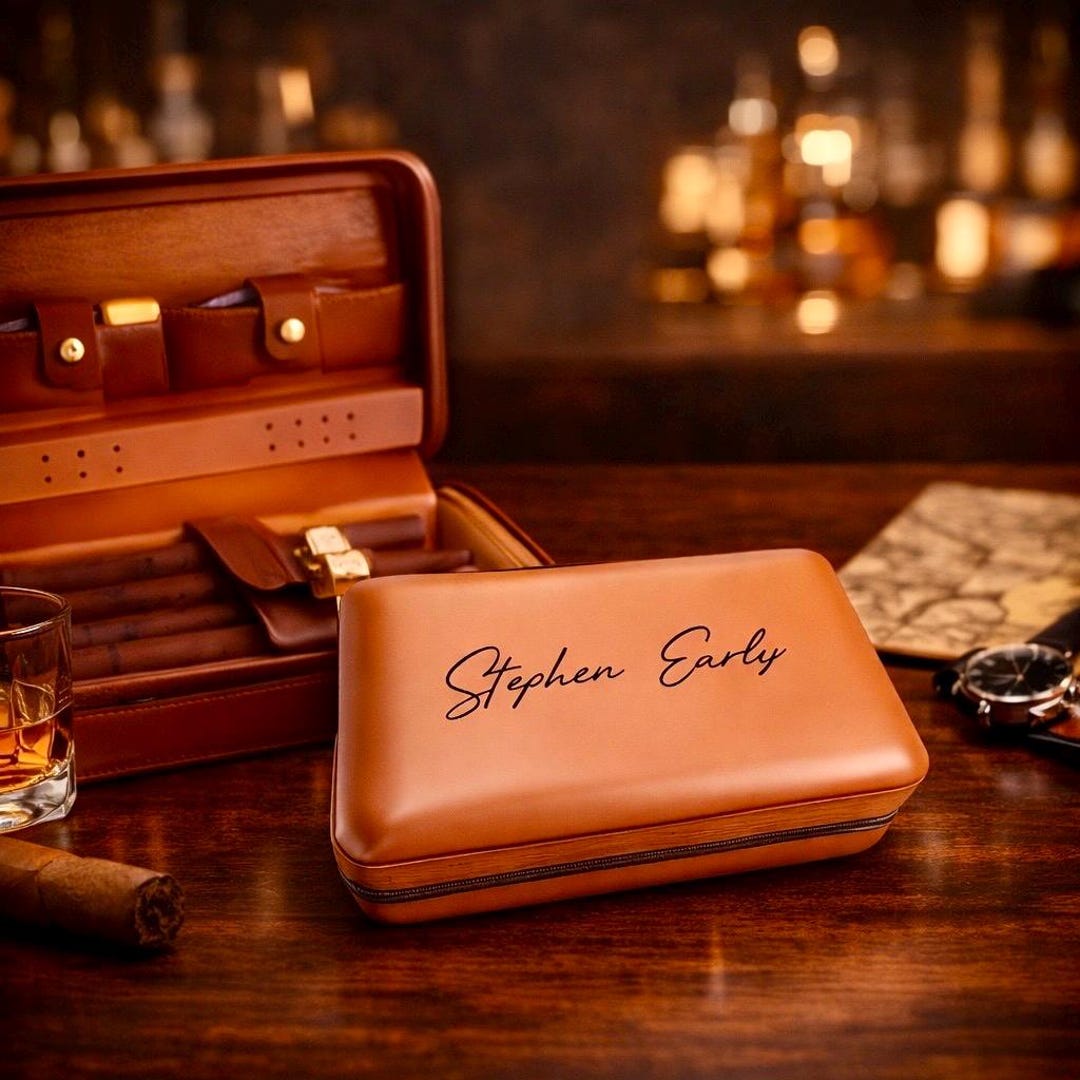 Personalized Leather Cigar Humidor Travel Case, Groomsmen Gift - Etsy