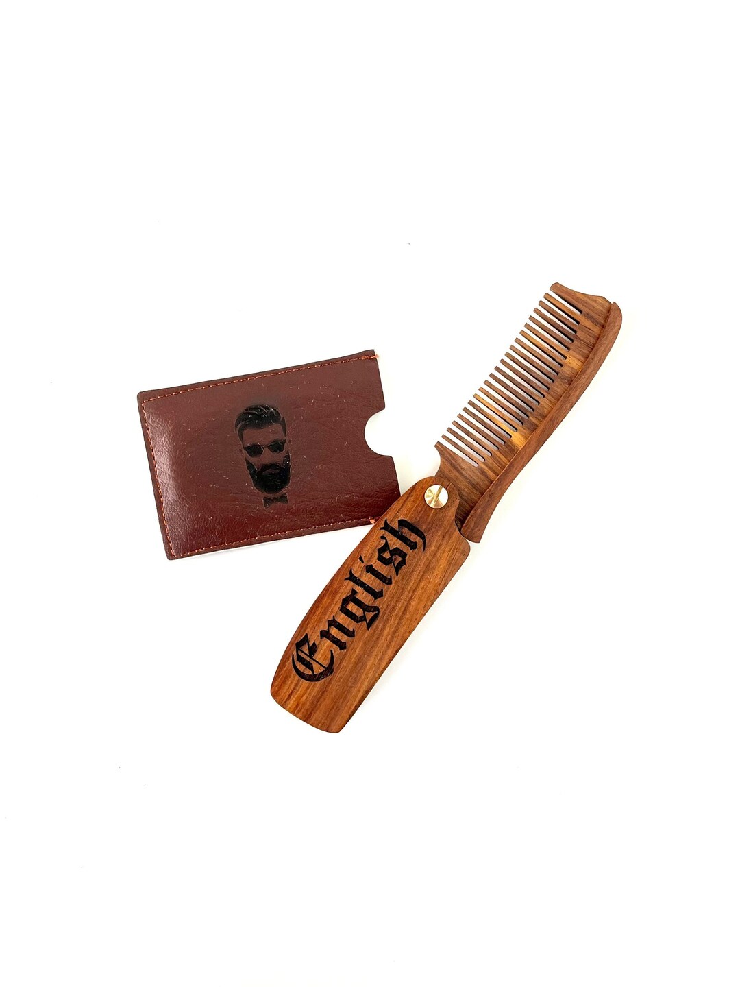Personalized Wood Comb With LEATHER CASE Custom Beard Comb - Etsy