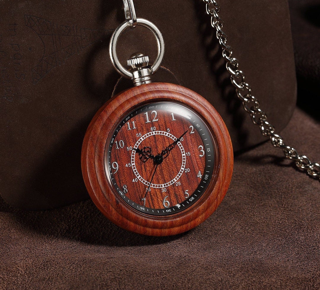 PERSONALIZED Men's Wood Pocket Watch for Men, Groomsmen Pocket Watch ...