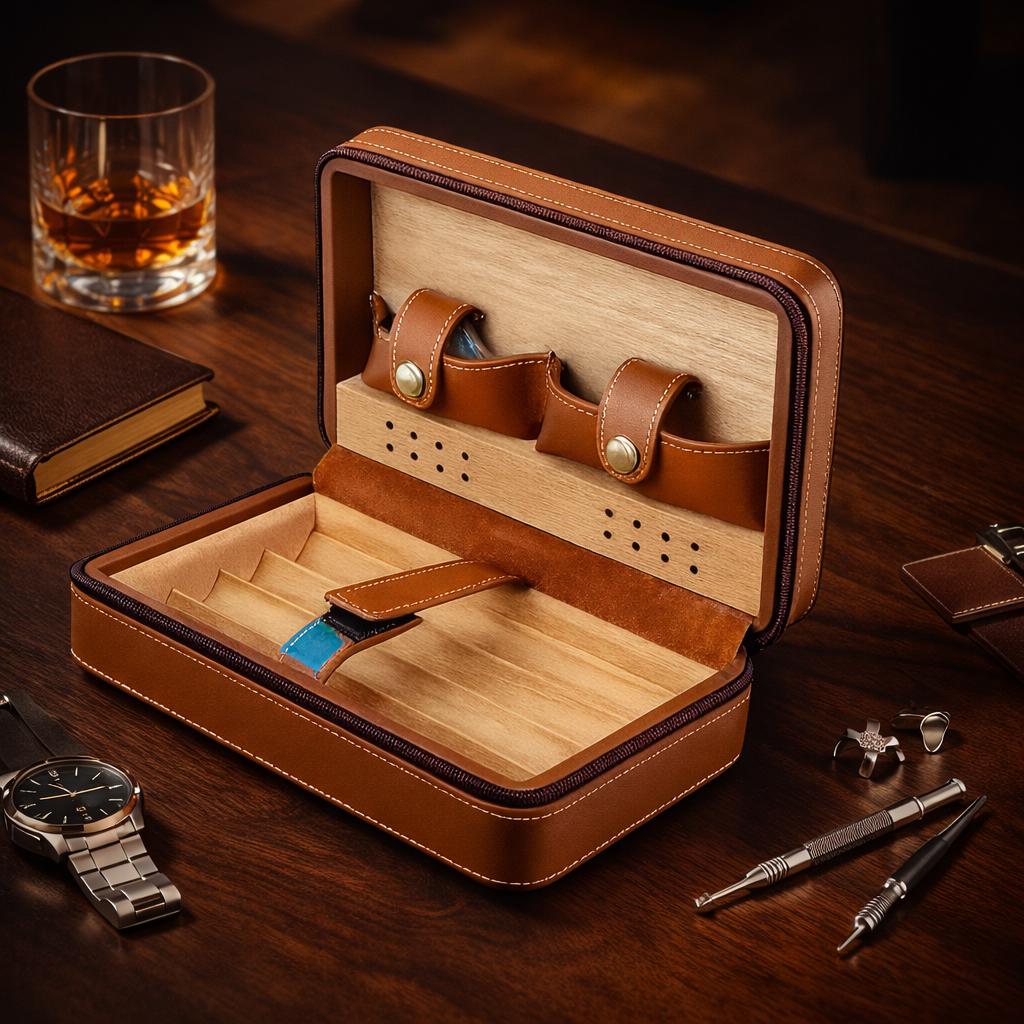 Personalized Leather Cigar Humidor Travel Case, Groomsmen Gift - Etsy