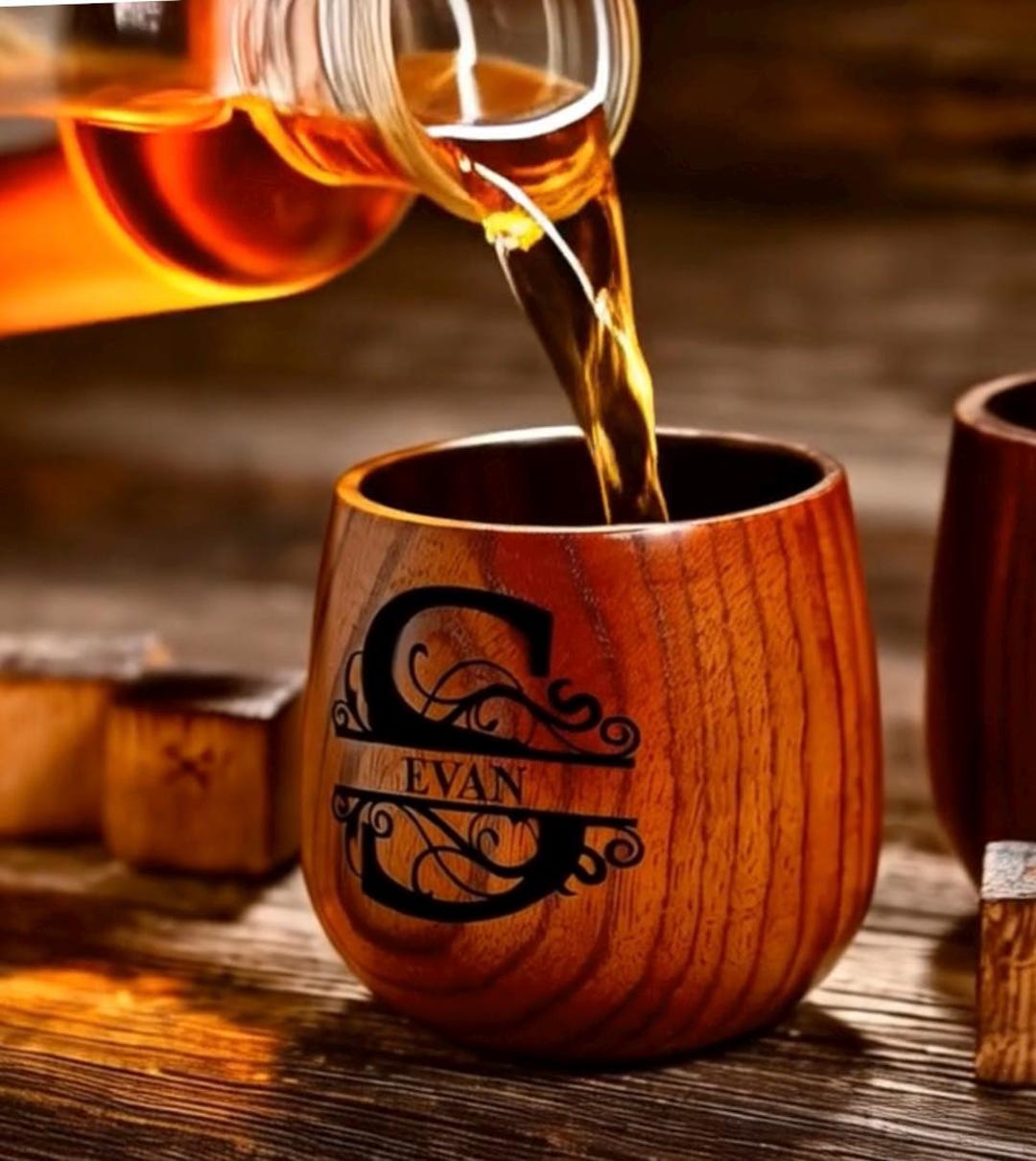 Personalized Engraved Wooden Bourbon Cup: Rustic Whiskey Lover Gift - Etsy