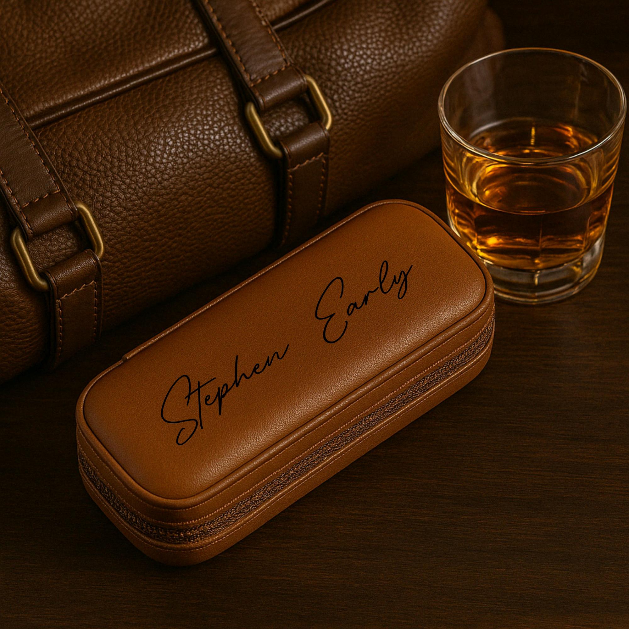 Personalized Vegan Leather Travel Cigar Case – Smoker Gift - Etsy