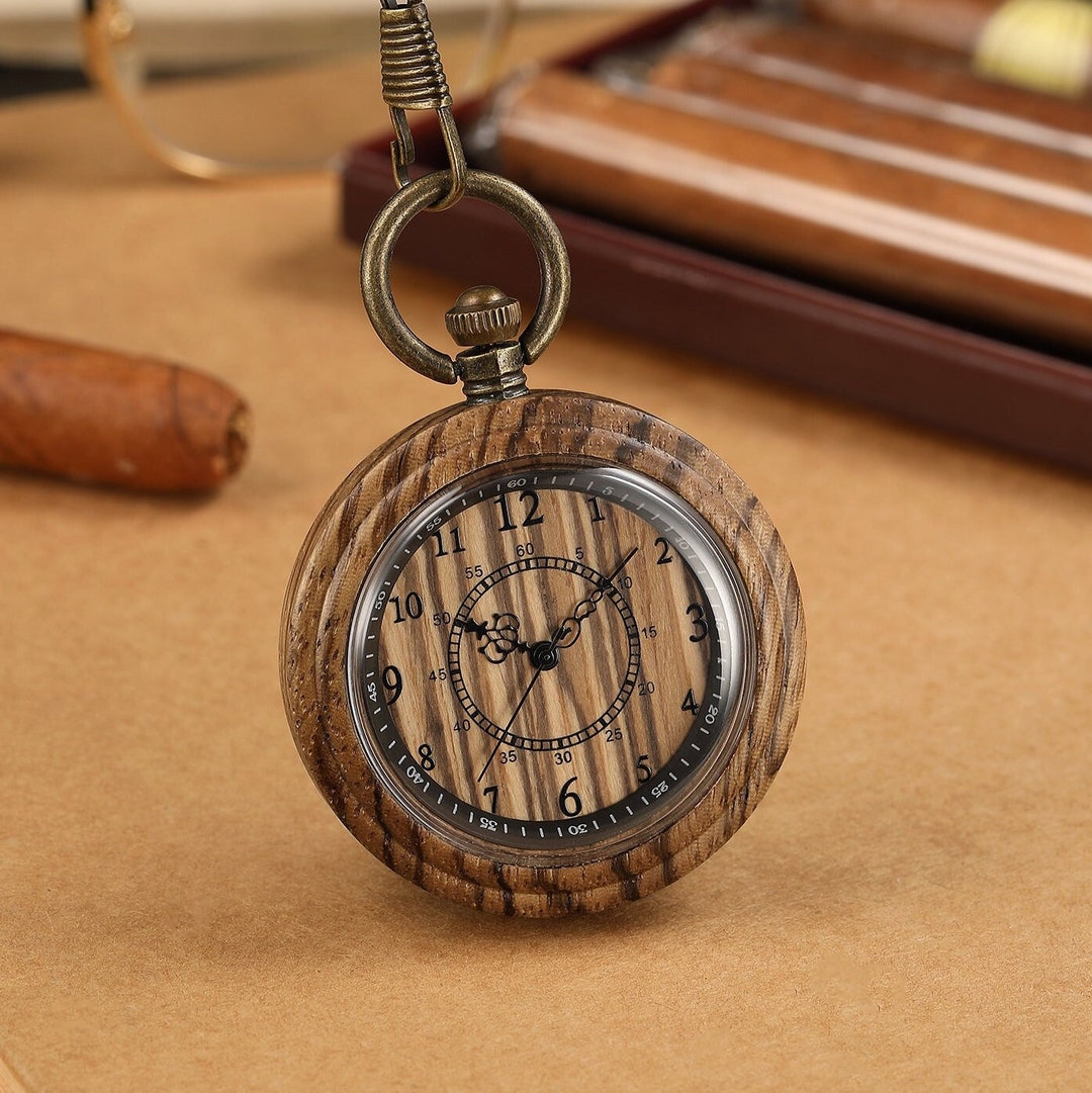 Men's Wood Pocket Watch for Men, Custom Wood Pocket Watch, Engrave Wood ...