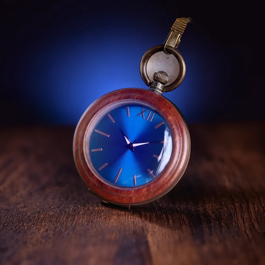 Personalized Wood Pocket Watch, Engraved Stainless Steel Gift - Etsy