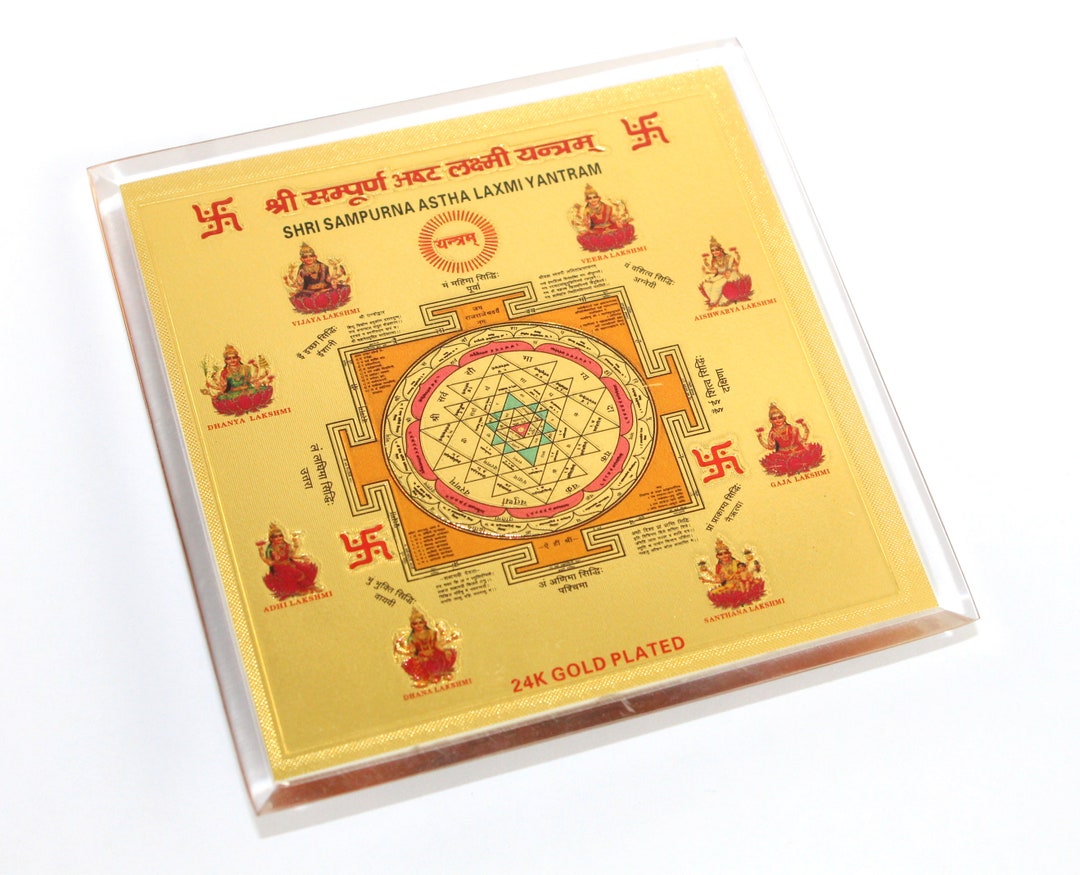 Hijet Shree Ashtalakshmi Yantra/acrylic Frame/4x4 Inch/gold Foil Paper ...