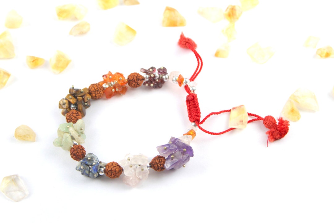 Hijet Seven Chakra Chips With Rudraksha Drawstring Bracelets for Men or ...
