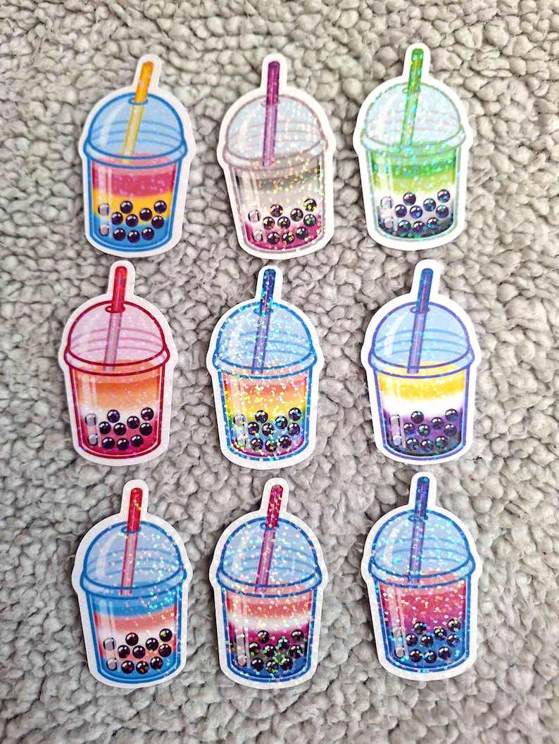 LGBTQ Pride Boba Stickers Cute Waterproof Holographic Vinyl Stickers - Etsy