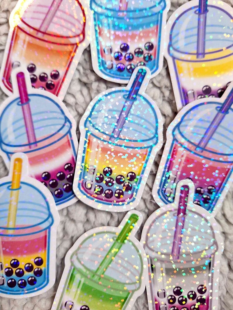 LGBTQ Pride Boba Stickers Cute Waterproof Holographic Vinyl Stickers - Etsy