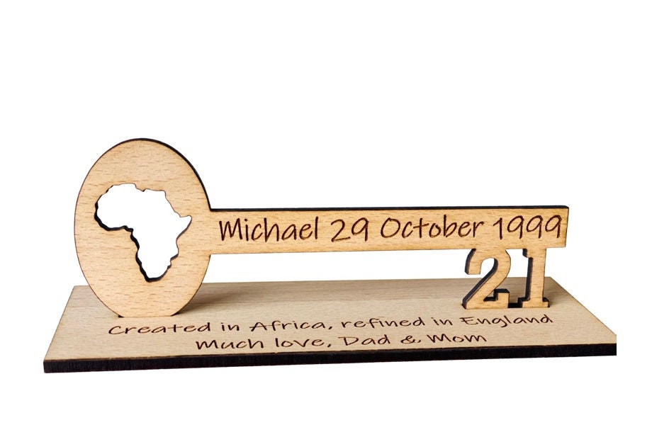 Wooden 21st Key Africa Map Personalised - Etsy