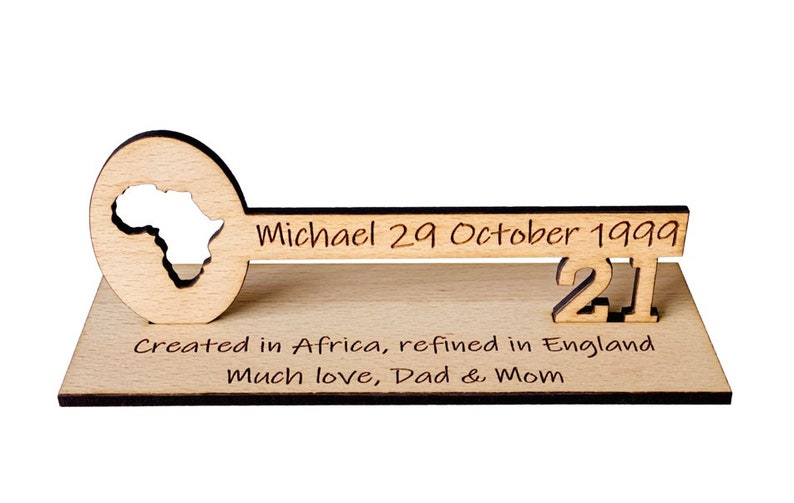 Wooden 21st Key Africa Map Personalised - Etsy