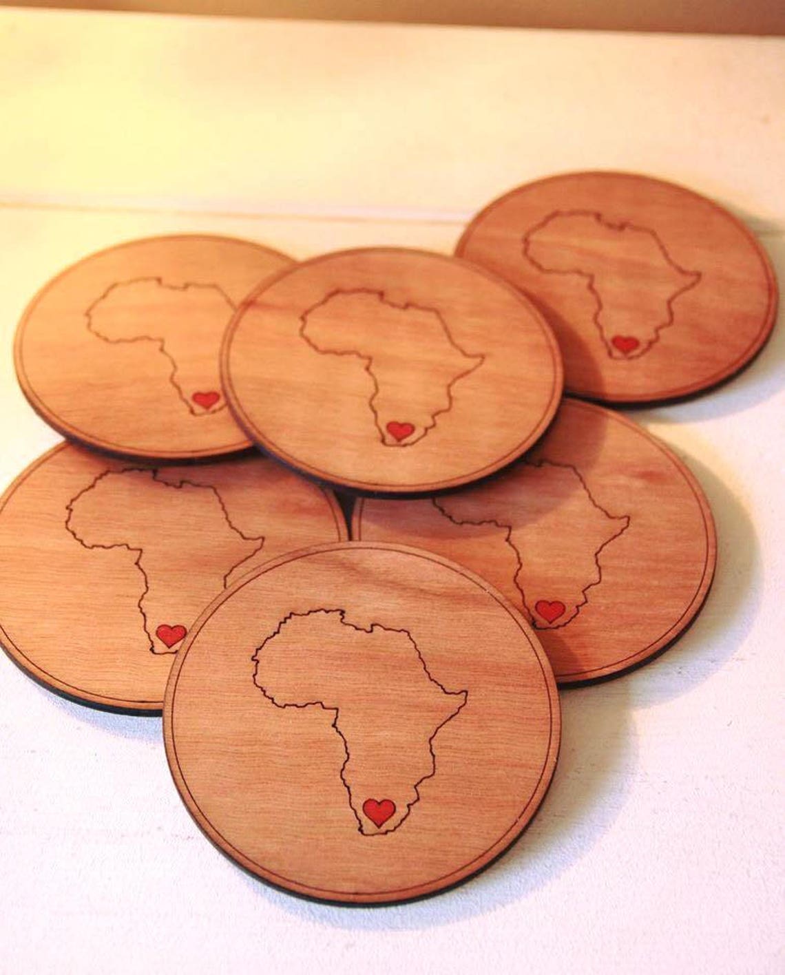 Wooden LOVE Africa/south Africa Coasters - Etsy
