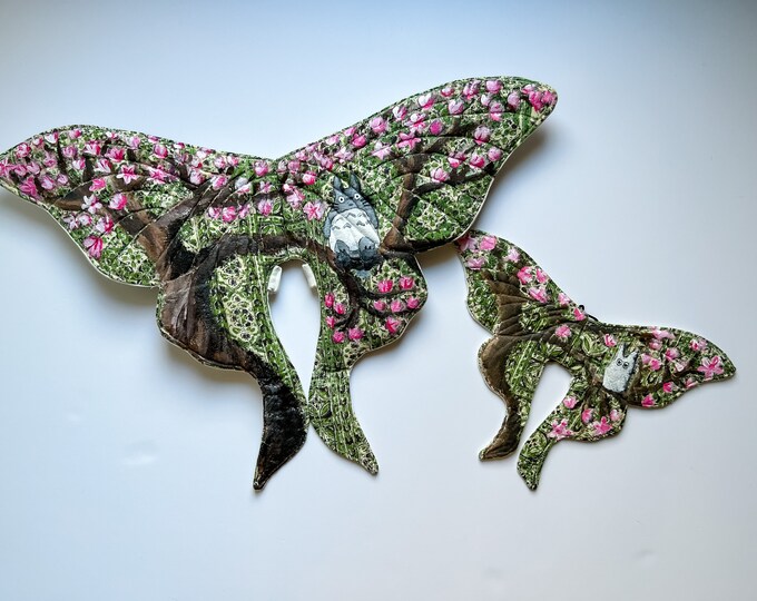Totora Luna Moth Fairy Wings on Vintage Green Fabric, Kids Fairy Wings ...