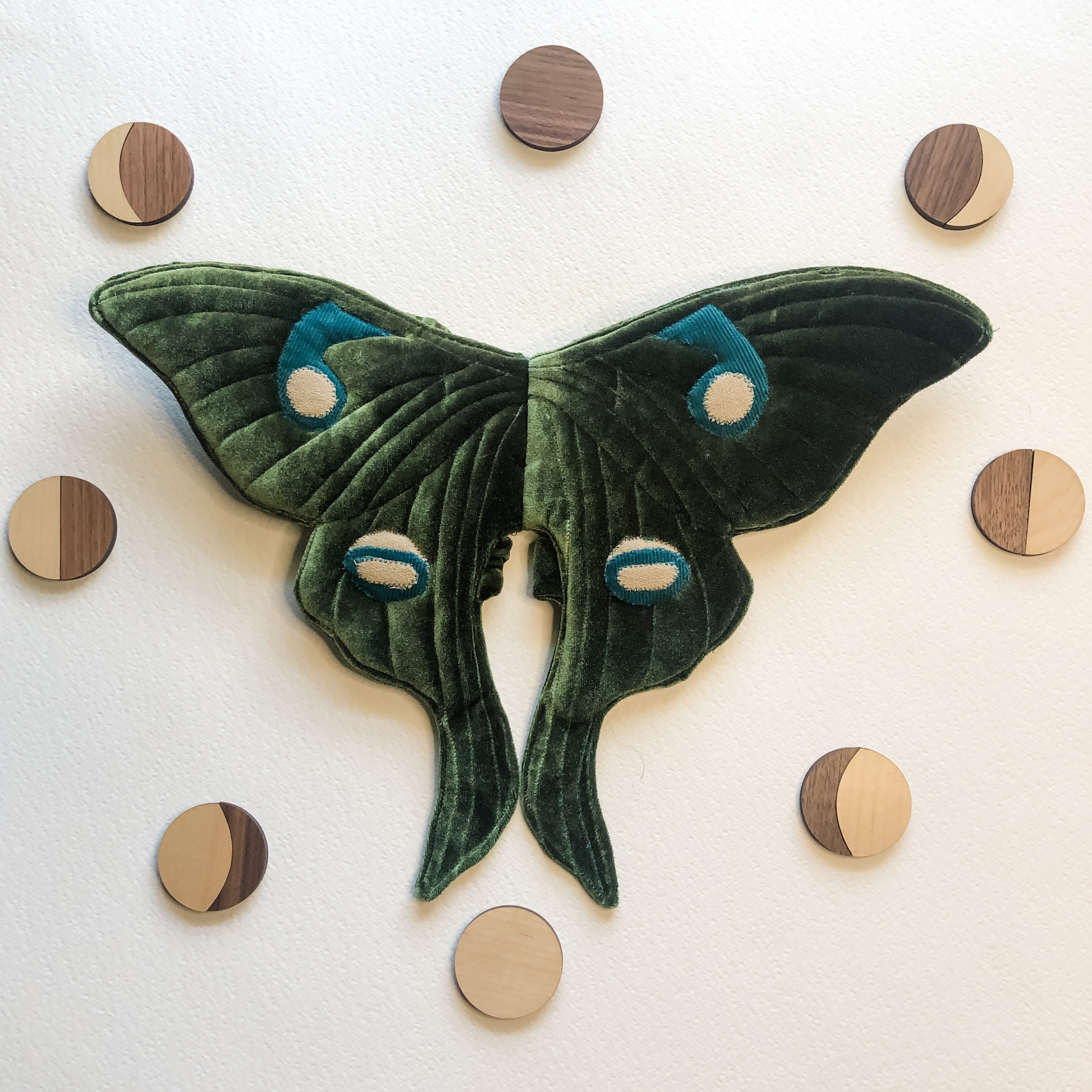 Luna Moth Fairy Wings Green Velvet, Prentend Play, Kids Fairy Costume ...