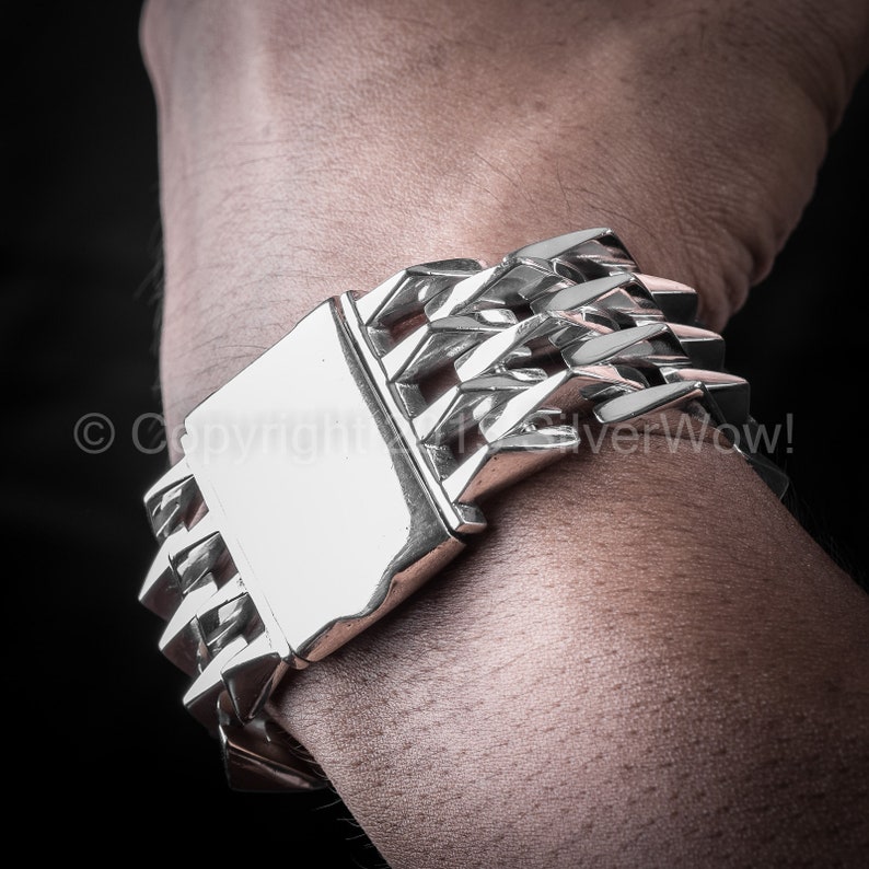 Mens Heavy SPIKE Bracelet. Unique Unusual Wide Design 925 - Etsy