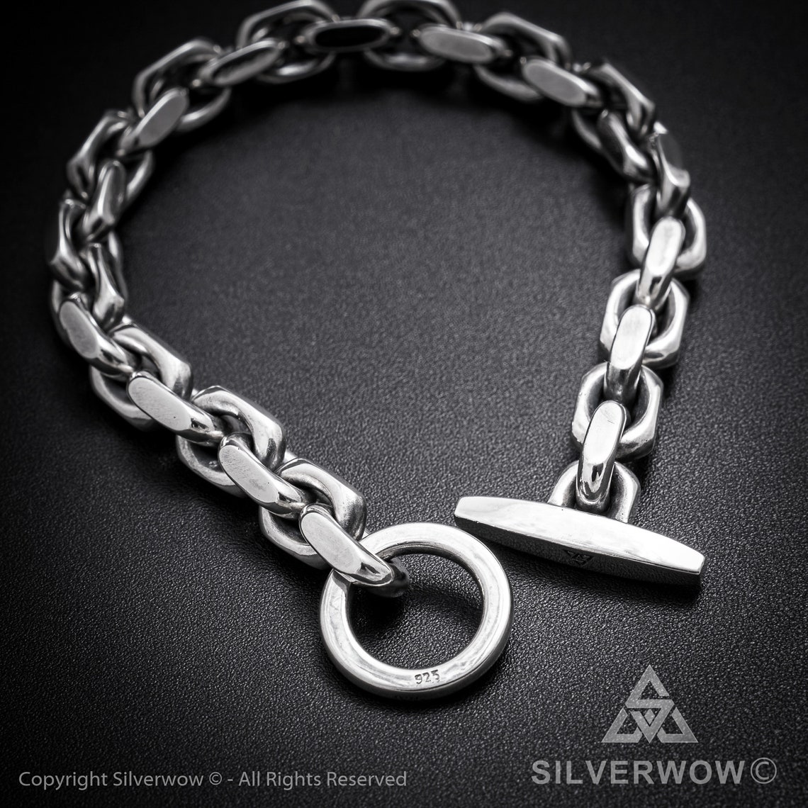 T-bar, Toggle Chain Mens Bracelet - Sterling Silver - Etsy