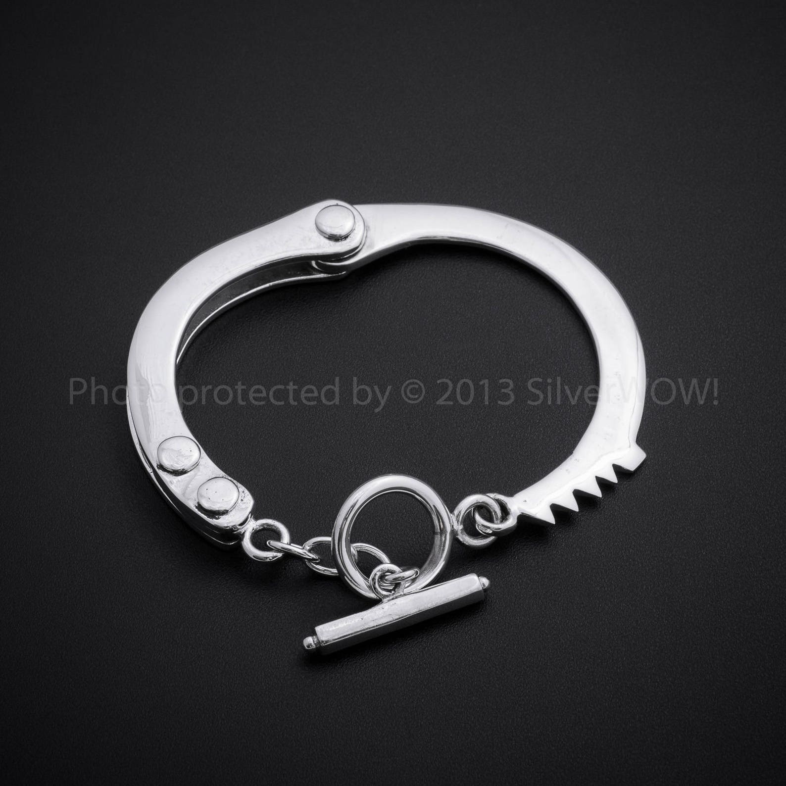 Handcuffs Bracelet Real Handcuff Look 925 Solid Sterling | Etsy