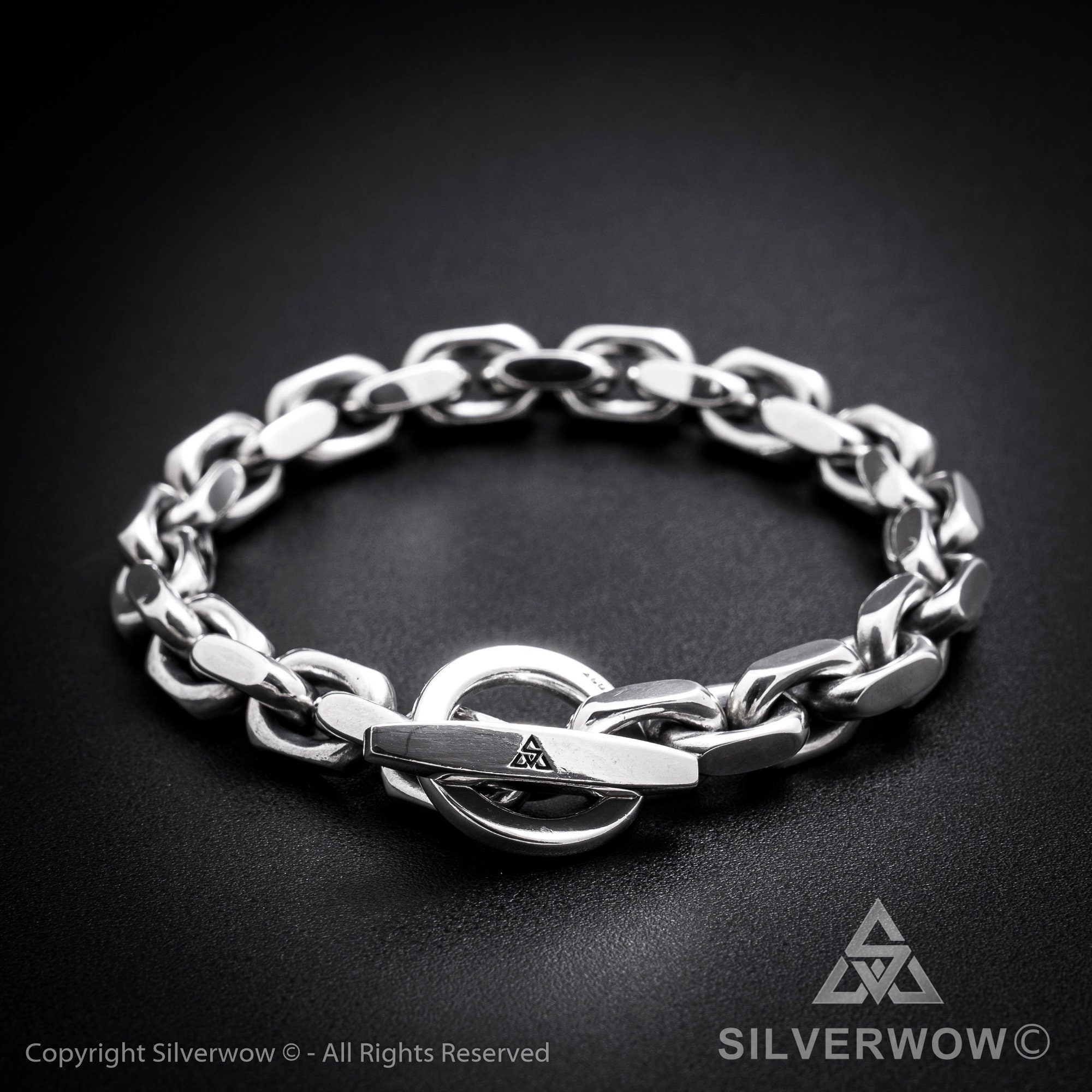 T-bar Toggle Chain Mens Bracelet Sterling Silver - Etsy UK
