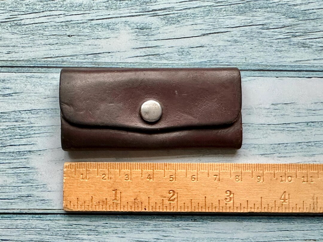 Vintage Leather KEY-TAINER 3 Key Holder Dark Brown Trifold Wallet 3" by ...