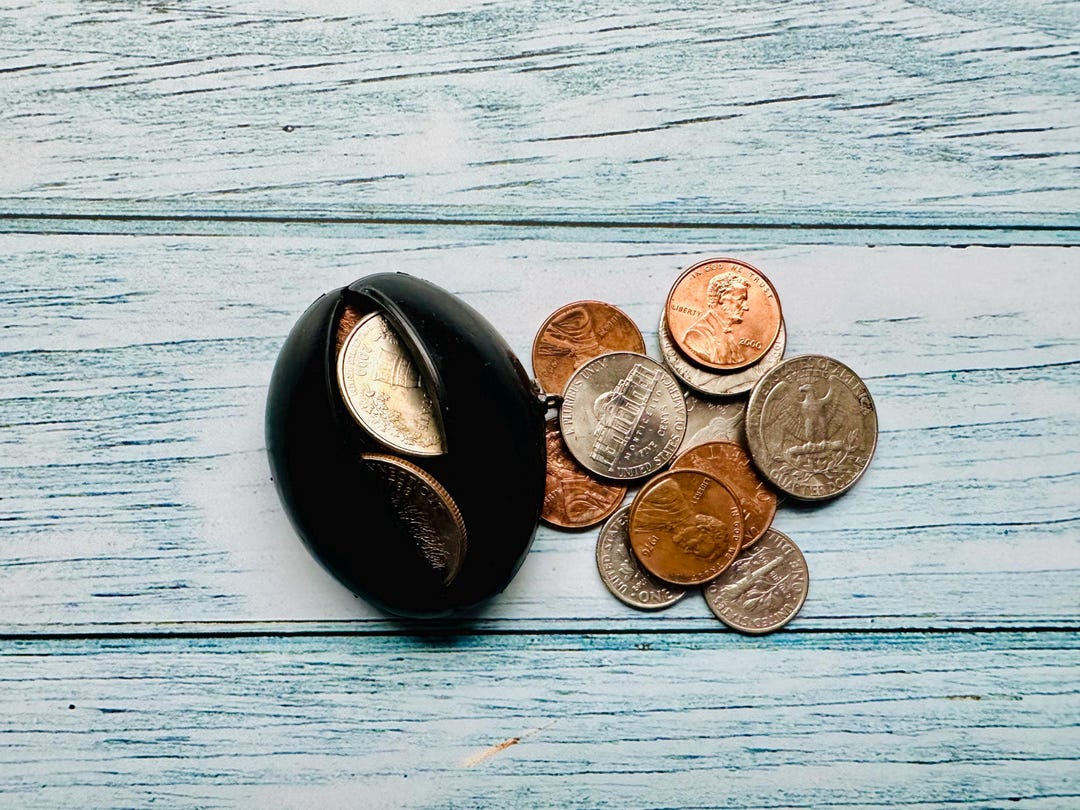 VTG 1960s Coin Change Purse Squeeze Black Rubber Coin Change Purse ...