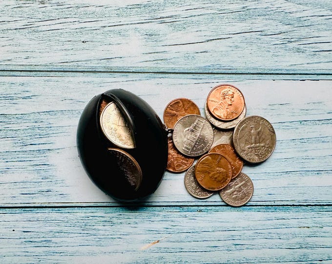 VTG 1960s Coin Change Purse Squeeze Black Rubber Coin Change Purse ...