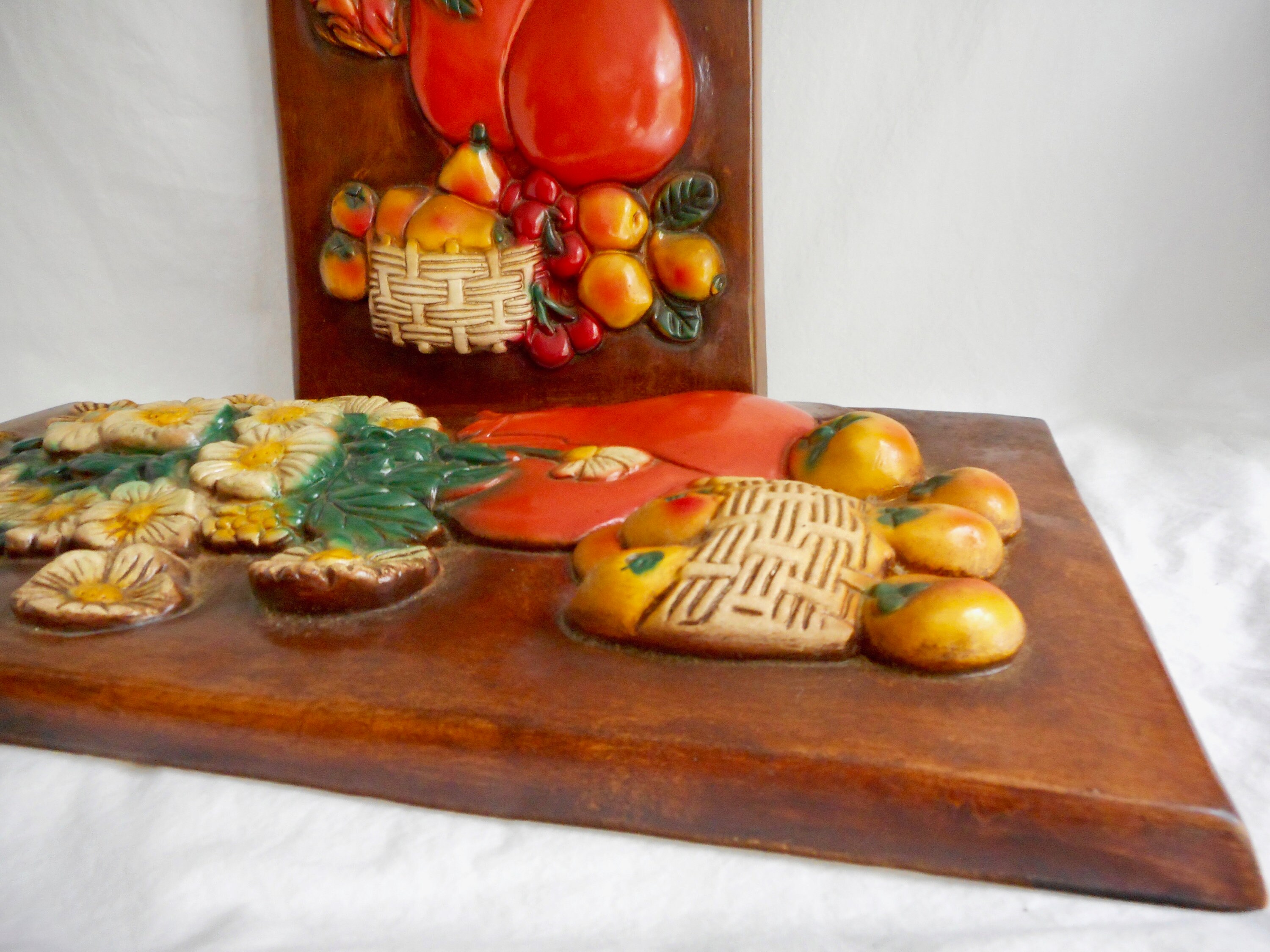 Vintage 1970s Ceramic Wall Hanging Set: Retro Kitchen Decor - Etsy