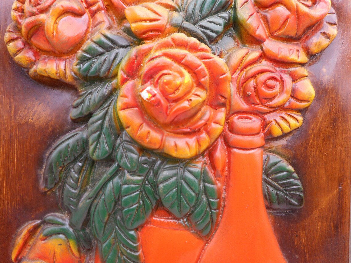 Vintage 1970's Ceramic Wall Hanging SET of 2 Flowers - Etsy