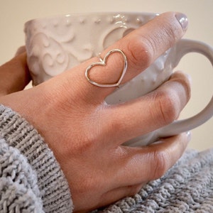 Heart Ring, Open Heart Ring, Heart Shaped Ring, Sterling Silver 925 - Etsy