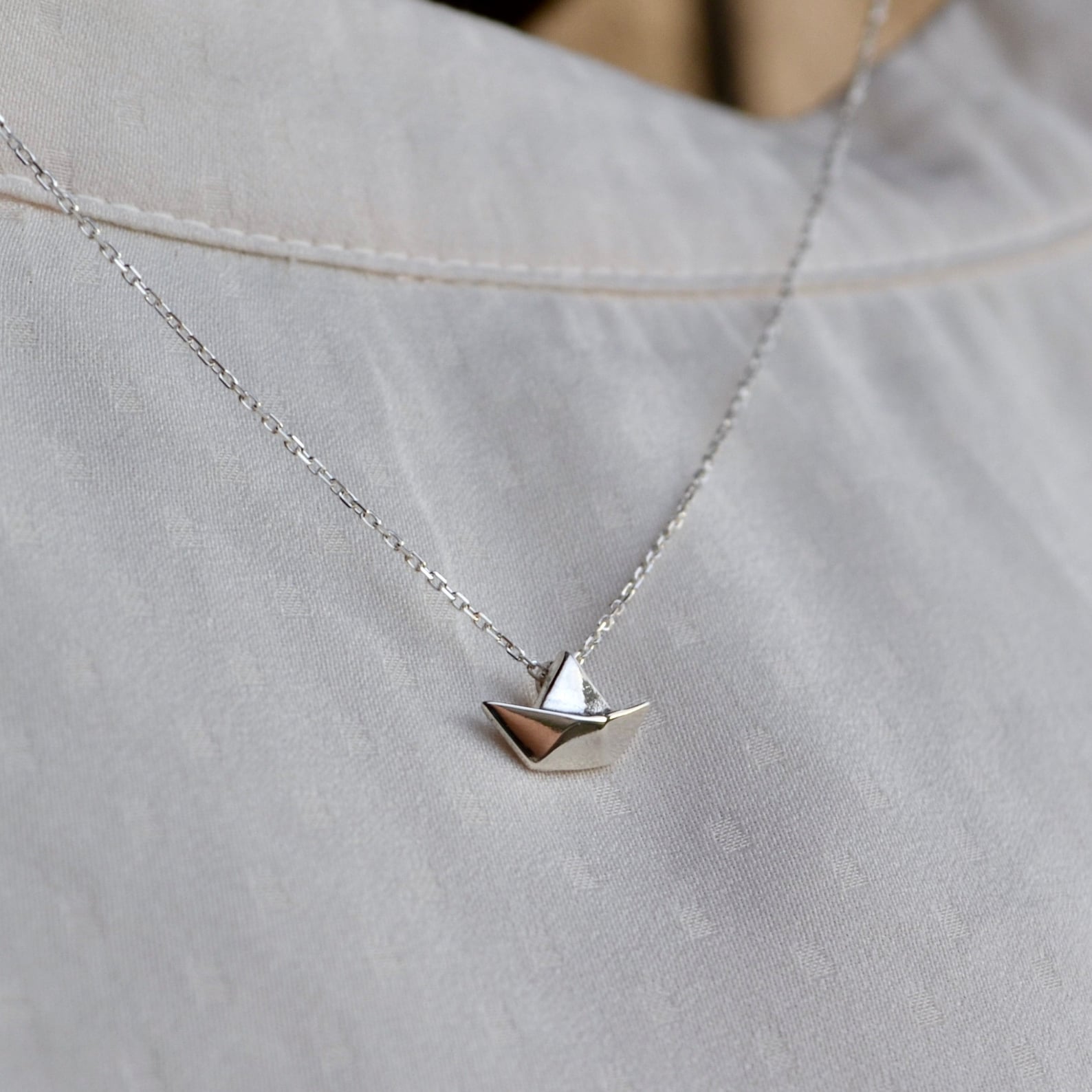 Origami Boat Necklace Silver Small Boat Pendant Cute | Etsy