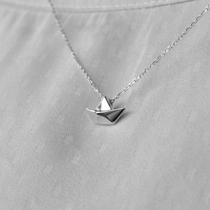 Origami Boat Necklace | Silver Small Boat Pendant | Cute Origami Paper ...