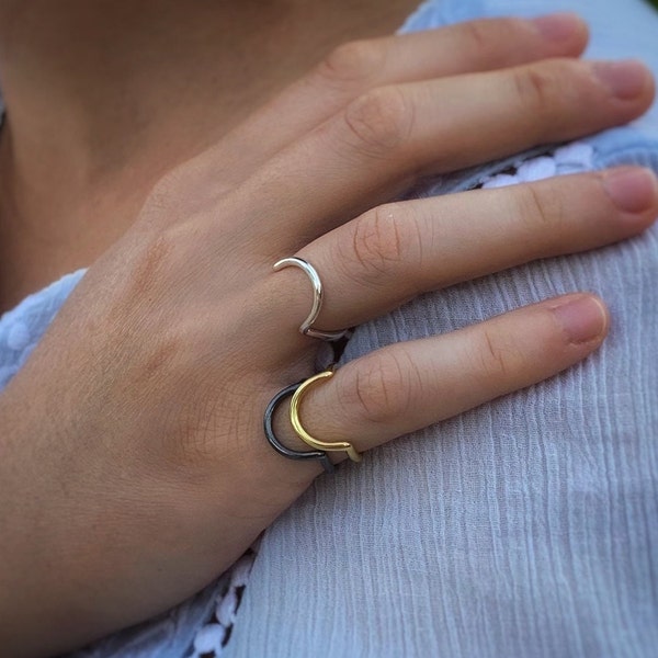 Half Circle Ring - Etsy