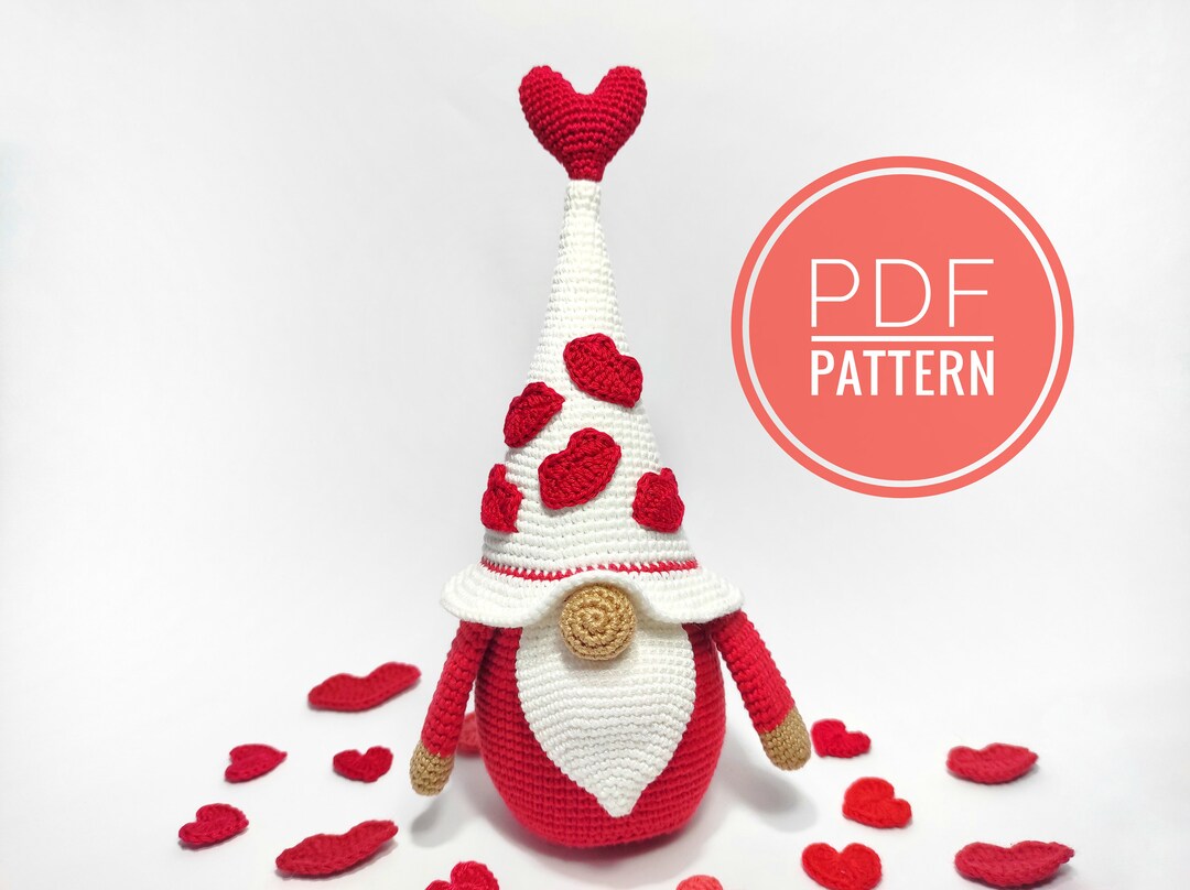 Valentine Gnome Valentines Day Decor Gnome Patterns Pdf Crochet ...