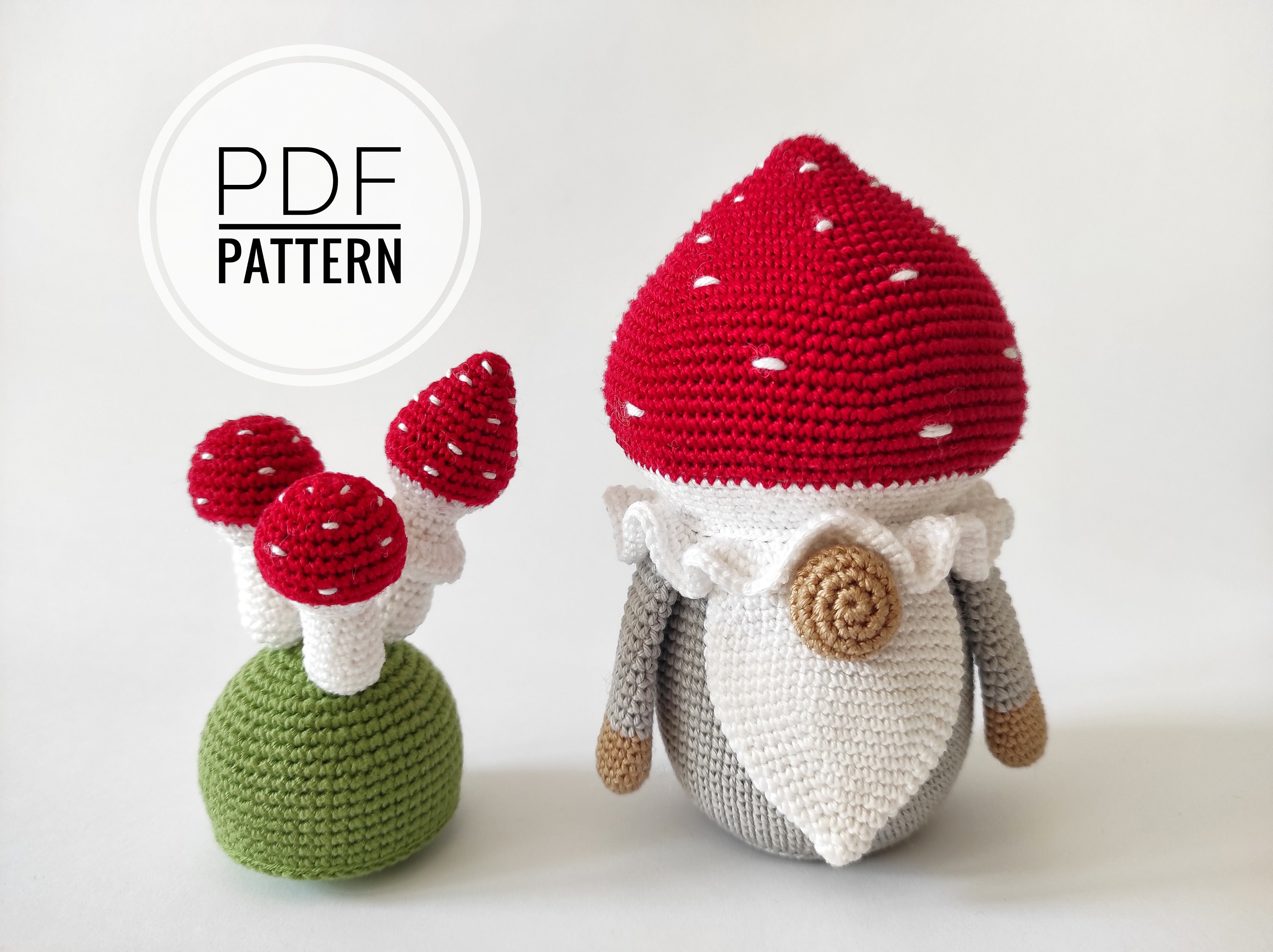 Crochet Mushroom Gnome Patterns Pdf Forest Gnome Amigurumi Mushroom ...