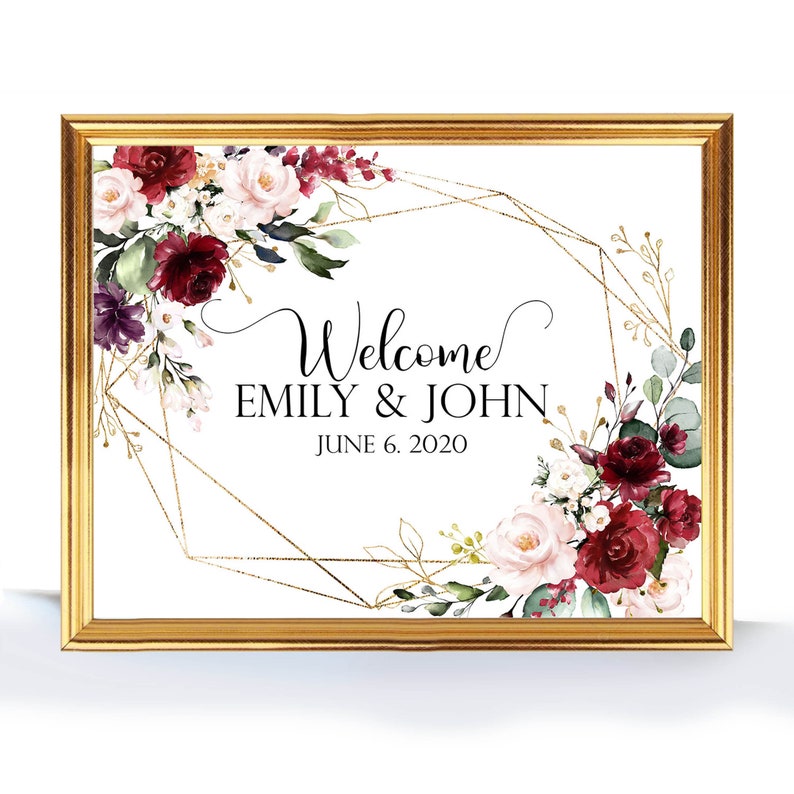 RED ROSE Welcome Sign Deep Red Floral Wedding Wedding Sign - Etsy