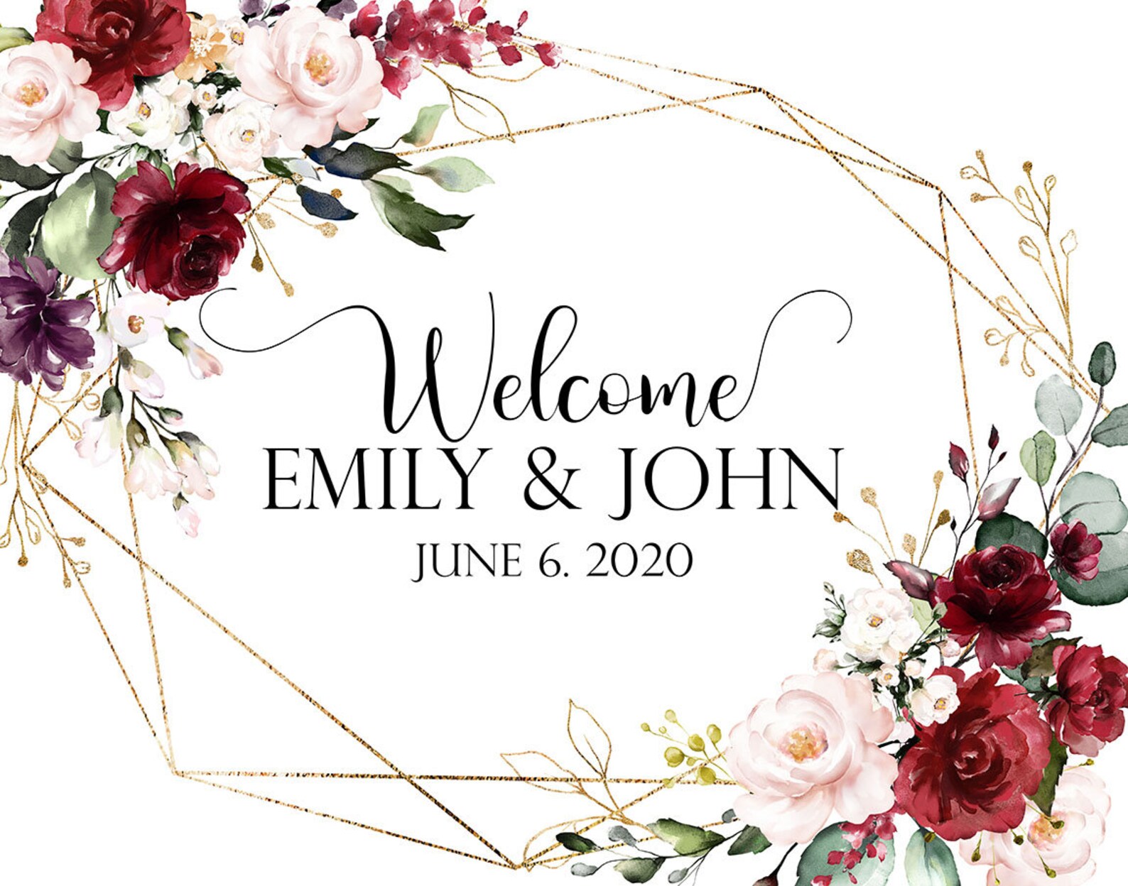 RED ROSE Welcome Sign Deep Red Floral Wedding Wedding Sign - Etsy