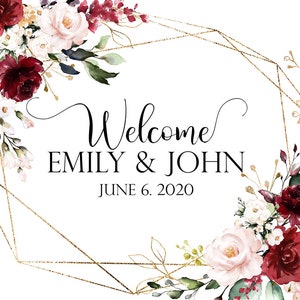 RED ROSE Welcome Sign Deep Red Floral Wedding Wedding Sign - Etsy