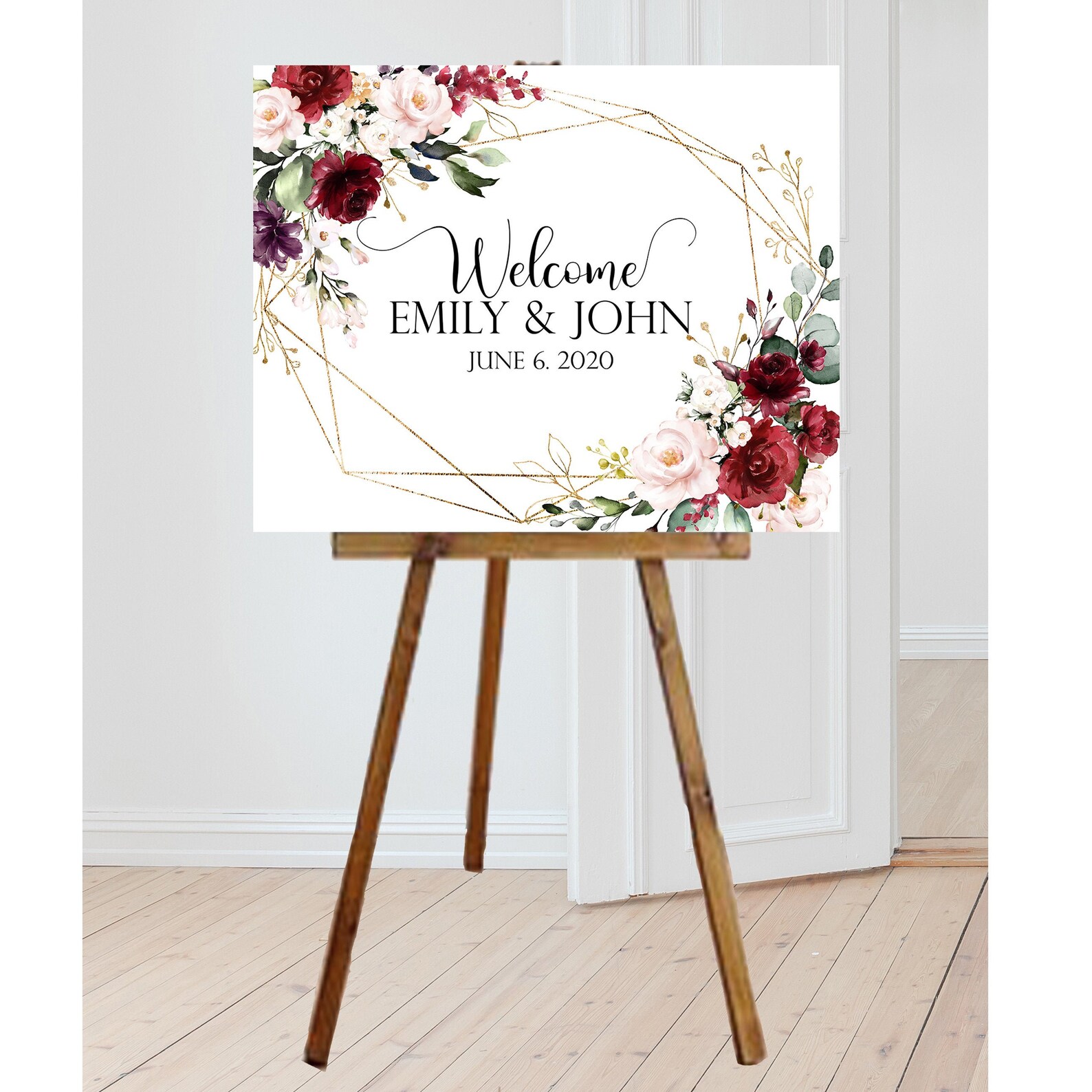 RED ROSE Welcome Sign Deep Red Floral Wedding Wedding Sign - Etsy