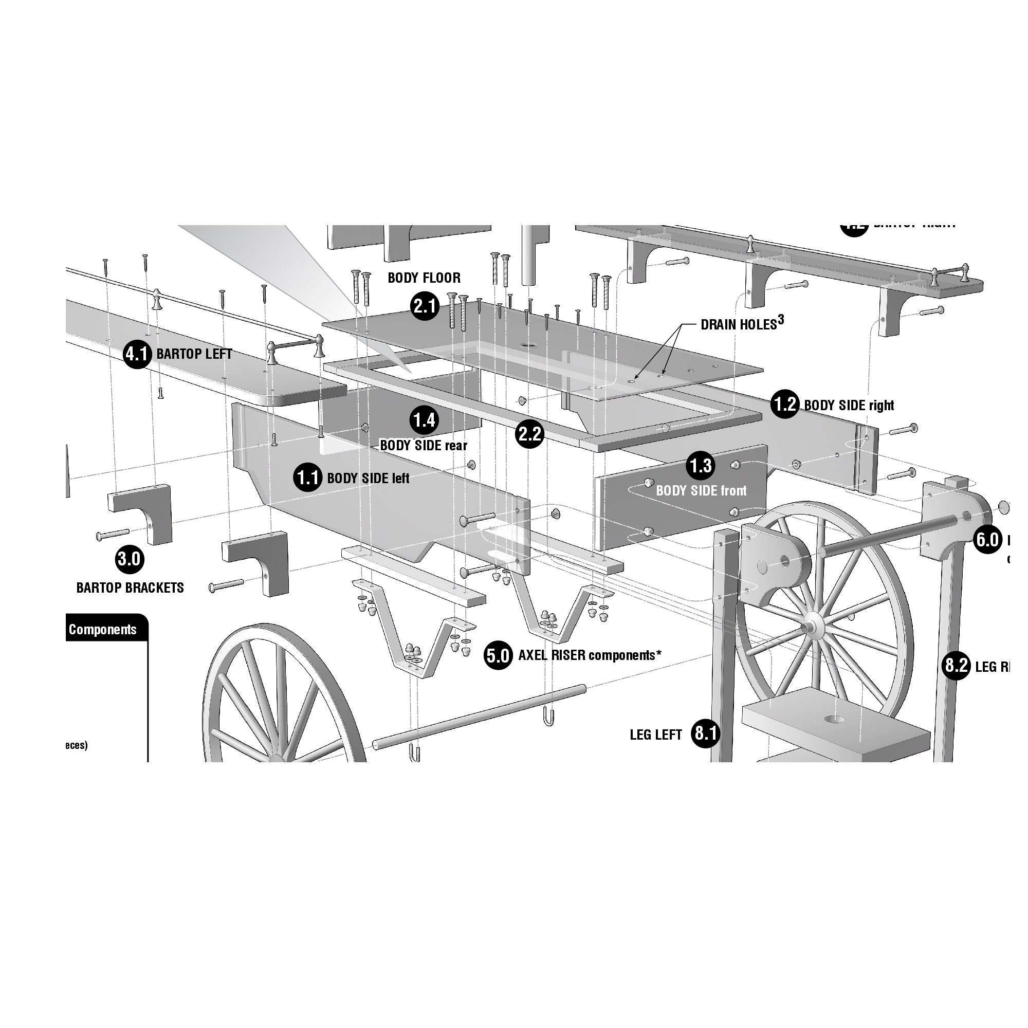 Mobile Bar Cart, Build It Yourself Instructions, Assembly Manual, Build ...