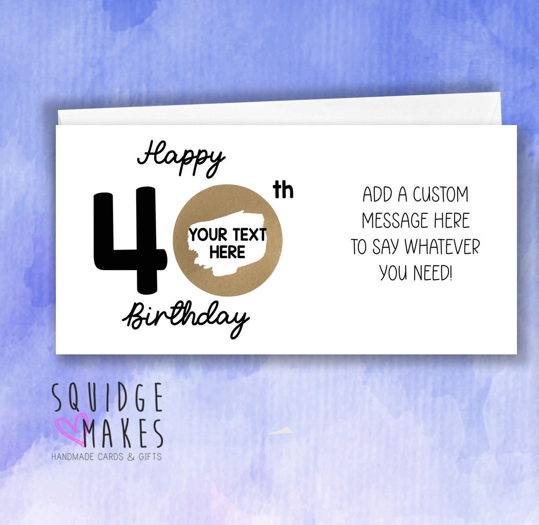 40th Birthday Gift Voucher 40th Birthday Card Gold Scratch - Etsy