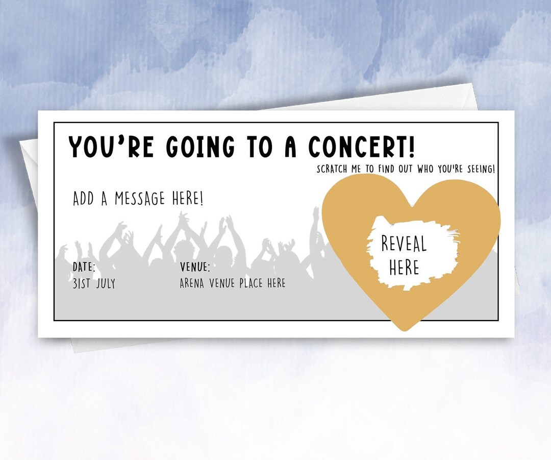 Personalised Surprise Gig Concert Reveal Card Personalised Surprise ...