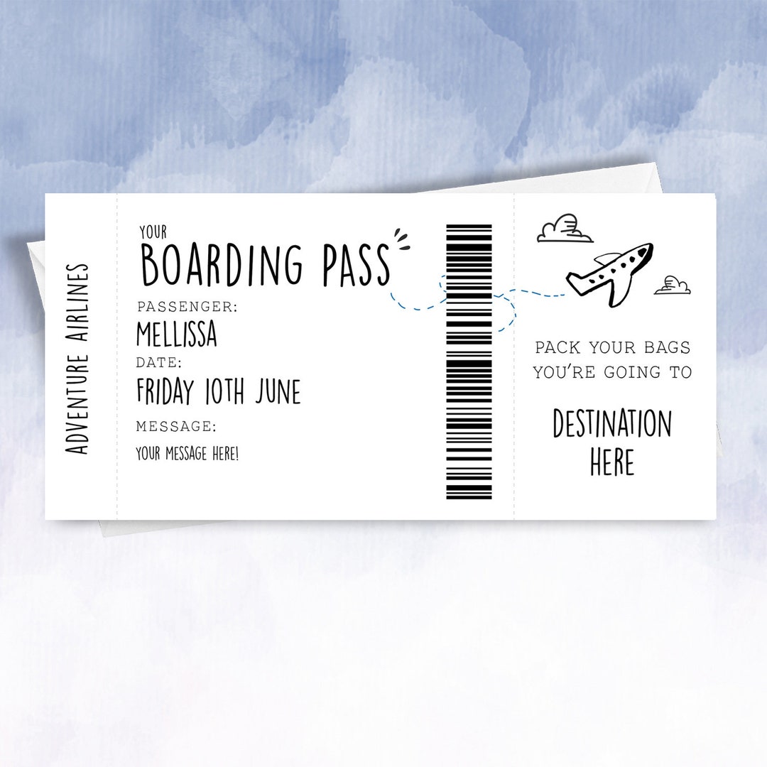 Personalized Surprise Trip Boarding Pass Reveal Card - Etsy UK