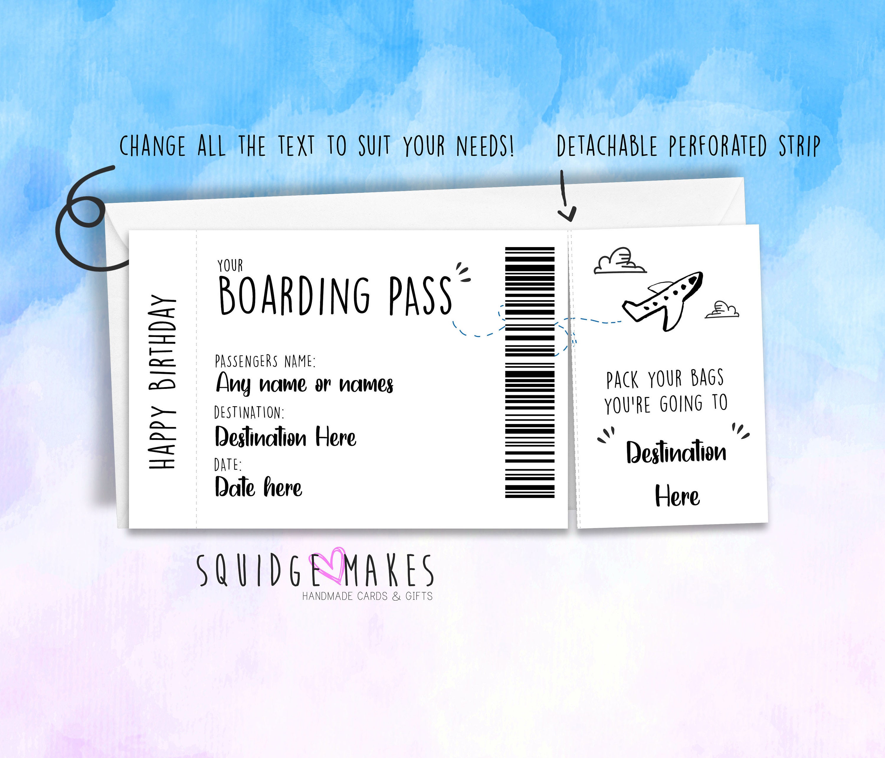 Personalised Boarding Pass Surprise Trip Reveal Gift Faux Fake | Etsy