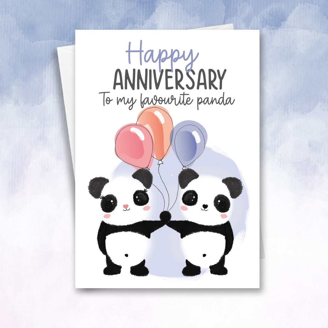 Panda Anniversary Card Cute Couples Card for Boyfriend Girlfriend, Wife ...