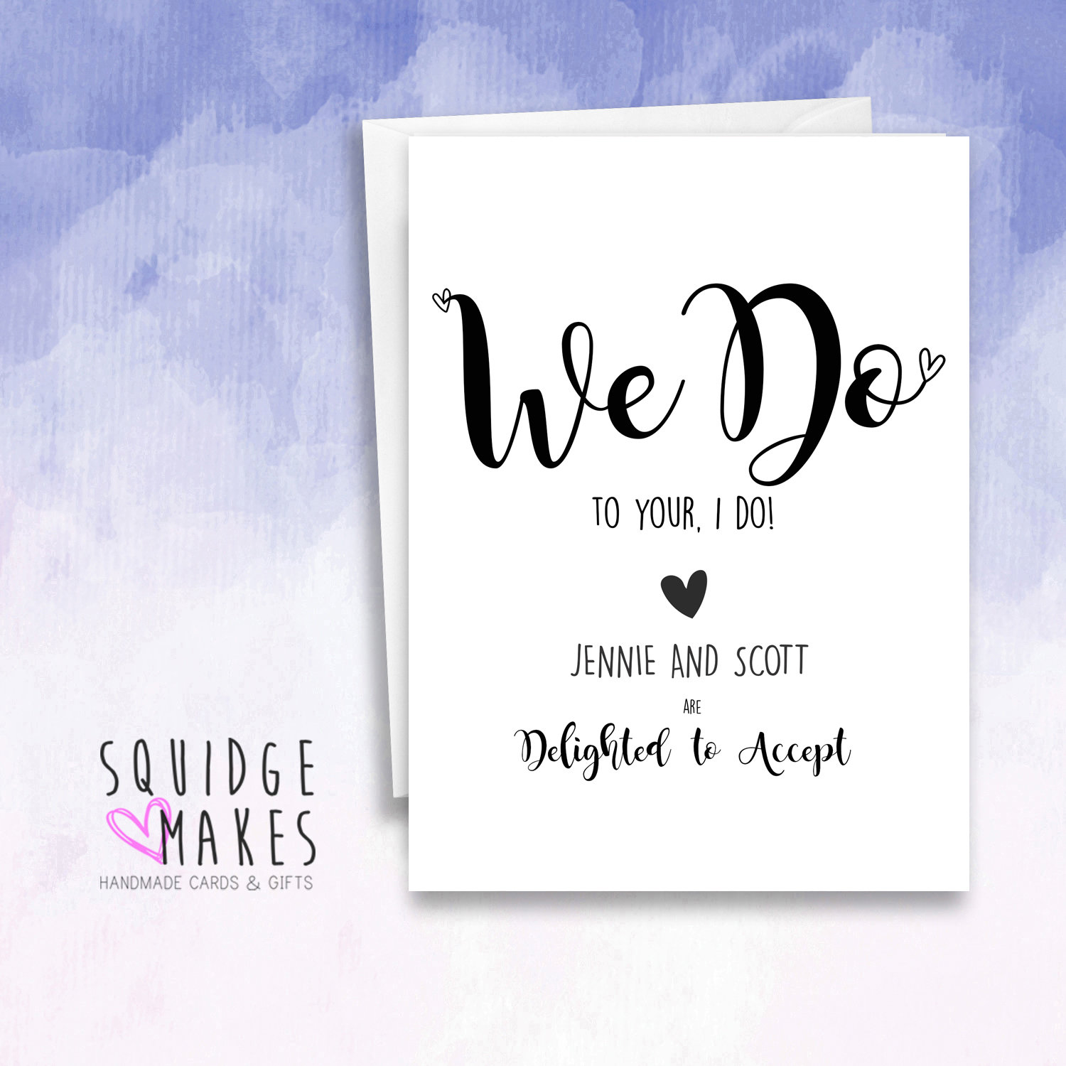 Wedding Personalised Acceptance Card RSVP Card Wedding Day | Etsy UK