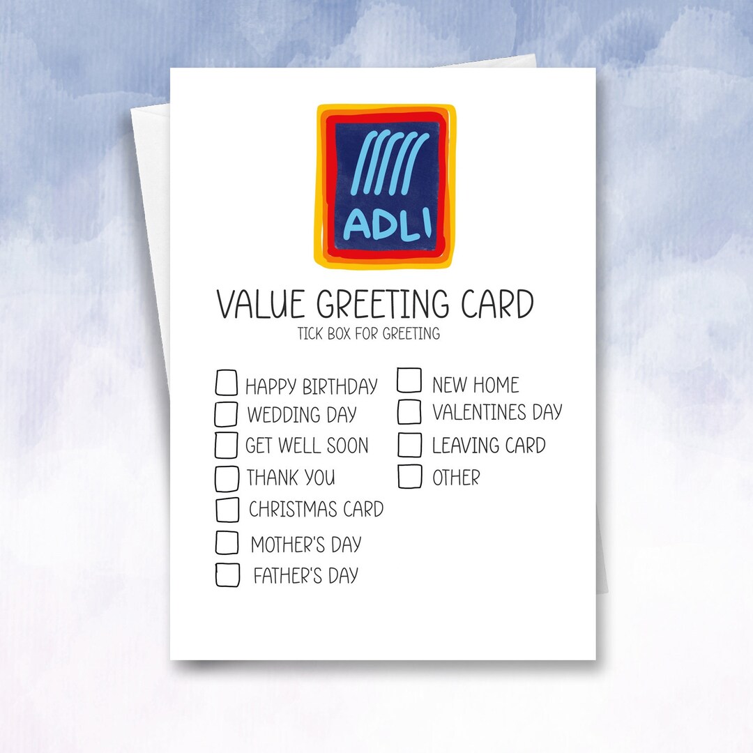 Funny Aldi Value Greeting Card for All Occasions Birthday Anniversary ...