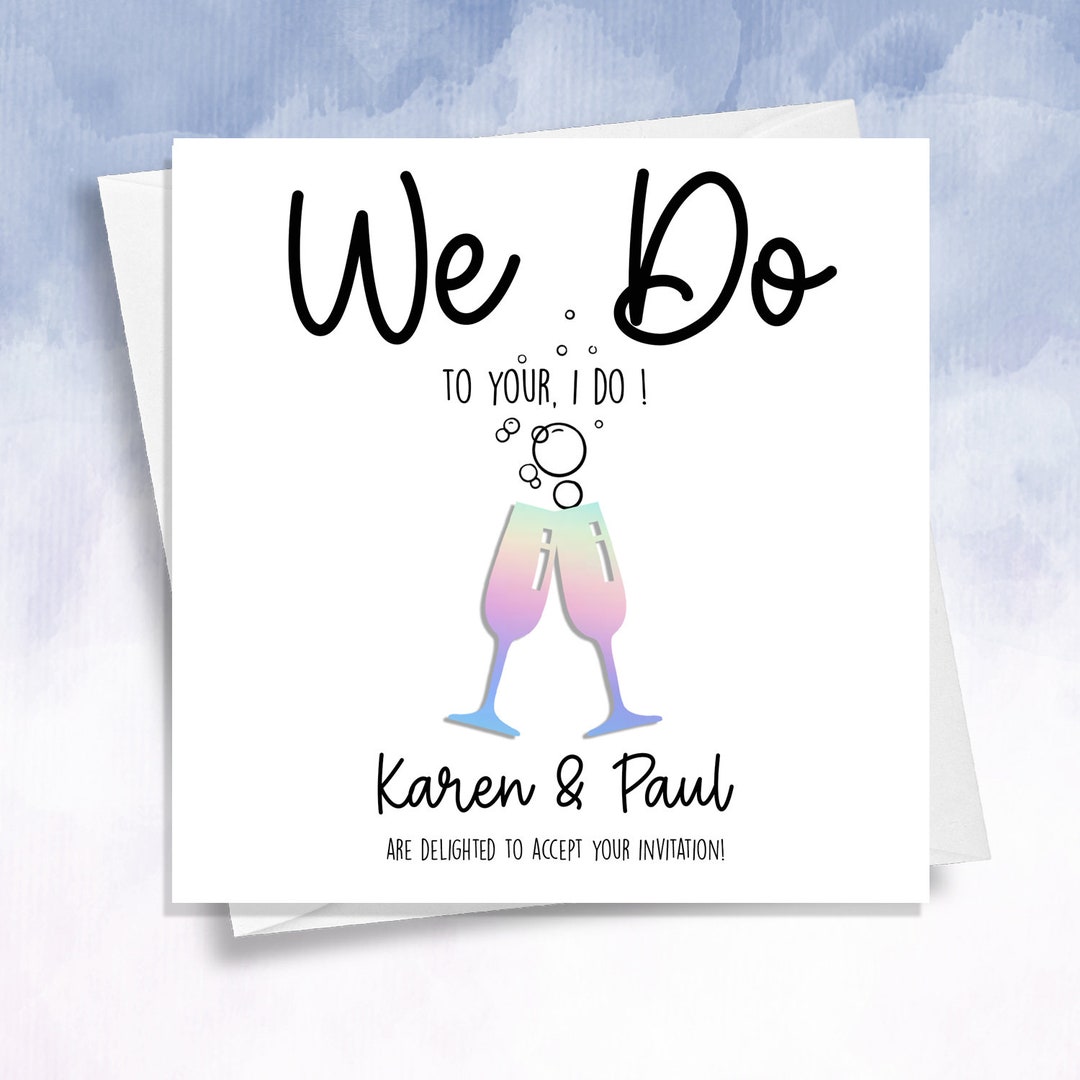 Personalised Wedding Acceptance Card, RSVP Card Wedding Day Reply ...