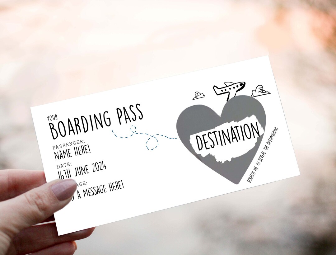 Personalised Boarding Pass Surprise Scratch off Trip Reveal Gift Faux ...