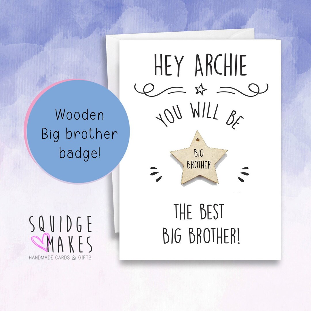 Personalised Big Brother Badge Reveal to Son His a Big Brother Your a ...